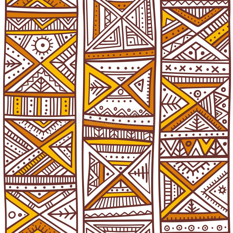 Tribal African Seamless Pattern In Boho Style With Ethnic Ornaments