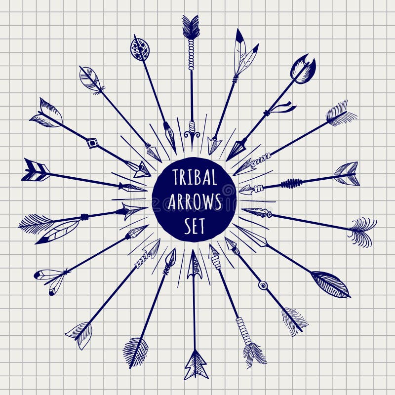 Tribal Arrows Set on Notebook Page Stock Vector - Illustration of ...