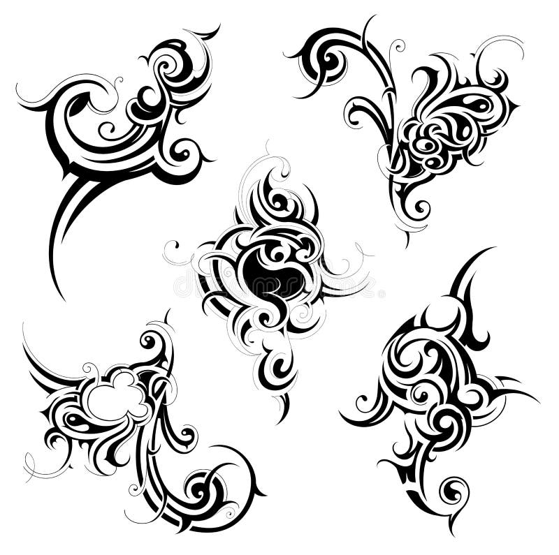 Round tribal tattoos set stock vector. Illustration of ancient - 28766725