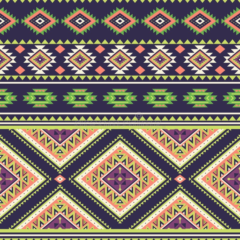 Tribal Aztec Geometric Seamless Pattern Stock Vector - Illustration of ...