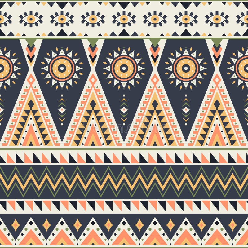 Tribal Aztec Geometric Seamless Pattern Stock Vector - Illustration of ...