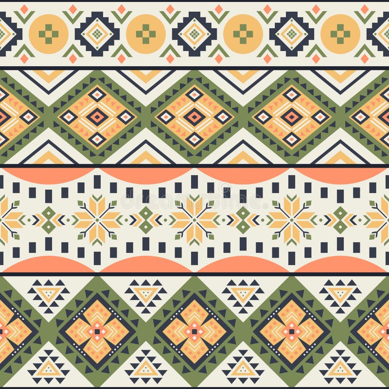 Tribal Aztec Geometric Seamless Pattern Stock Vector - Illustration of ...
