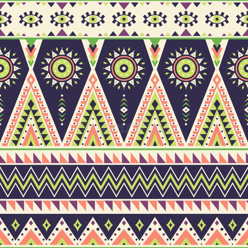 Tribal Aztec Geometric Seamless Pattern Stock Vector - Illustration of ...