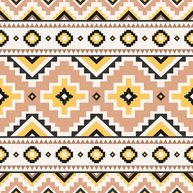 Tribal Aztec Geometric Seamless Pattern Stock Vector - Illustration of ...