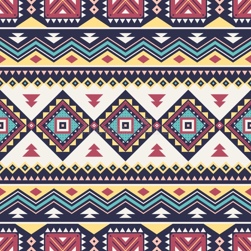 Tribal Aztec Geometric Seamless Pattern Stock Vector - Illustration of ...