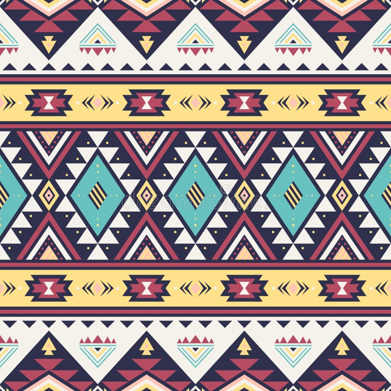 Tribal Aztec Geometric Seamless Pattern Stock Vector - Illustration of ...