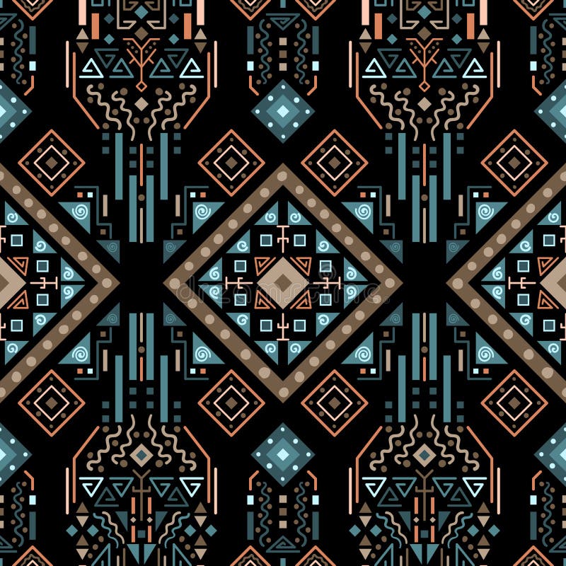 Tribal Aztec Geometric Pattern or Print in Circle Stock Illustration ...