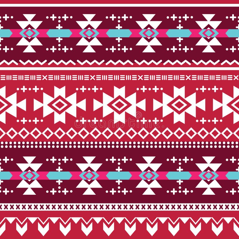 Tribal Aztec Blue and Purple Squares Seamless Pattern Stock ...