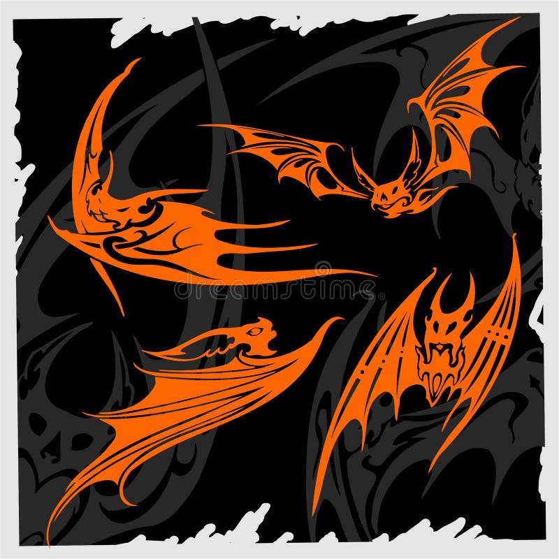 Tribal Bat. stock vector. Illustration of horror, line - 14734031