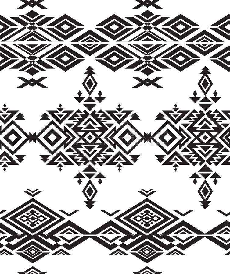 Tribal Black and White Seamless Pattern Stock Illustration ...