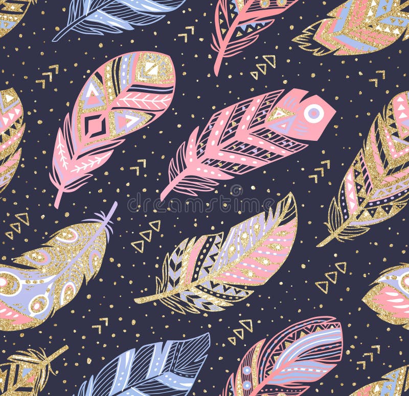 Tribal Boho Aztec Endless Background. Hand Drawn Illustration. Stock ...