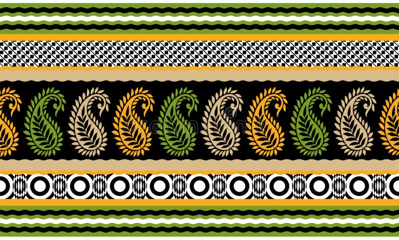 Tribal Border with Paisley Design Stock Illustration - Illustration of ...