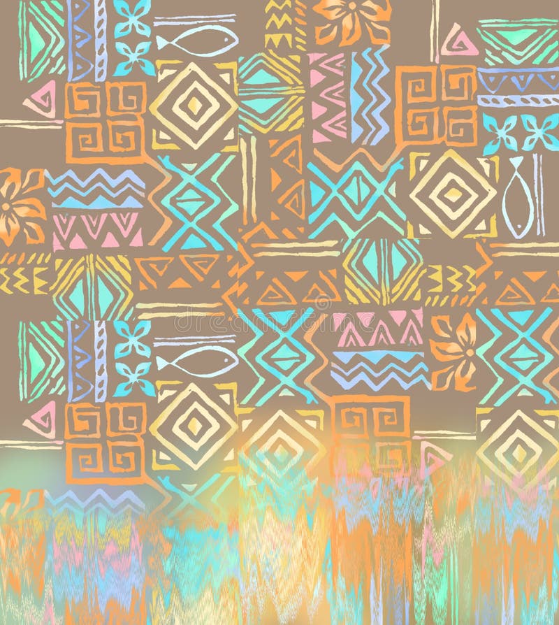 Tribal colorful print stock illustration. Illustration of text - 251589150