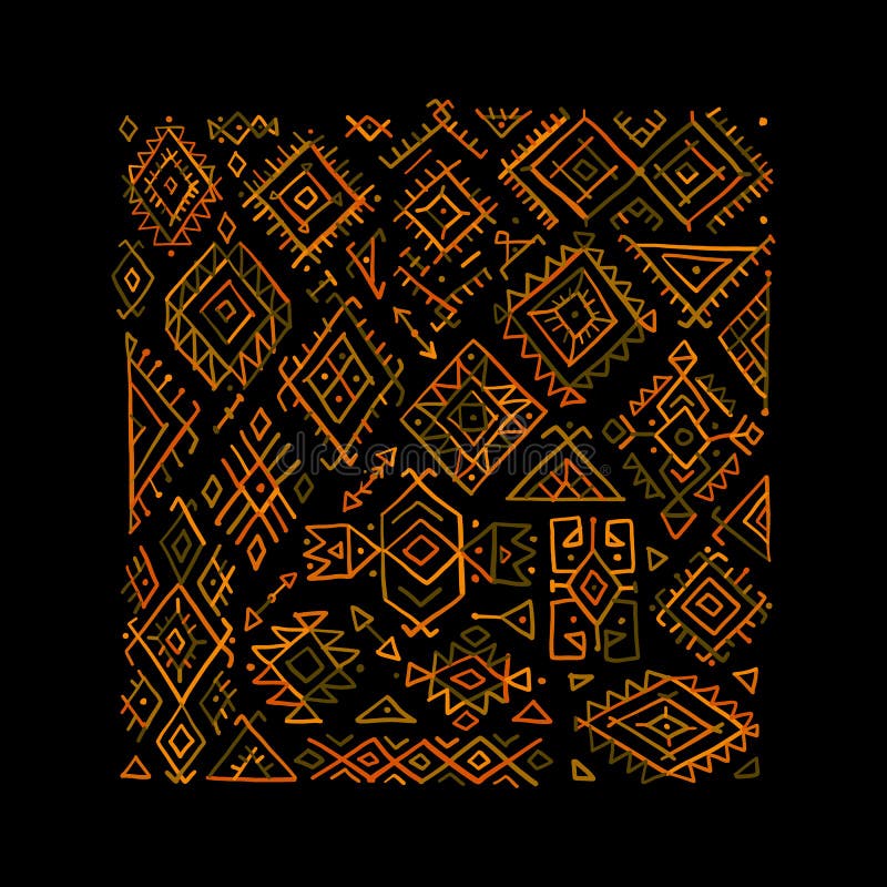Tribal Decorative Background. Ethnic Collection. Aztec Geometric ...