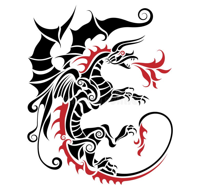 Tribal Dragon 01 stock vector. Illustration of tattoo - 15996581