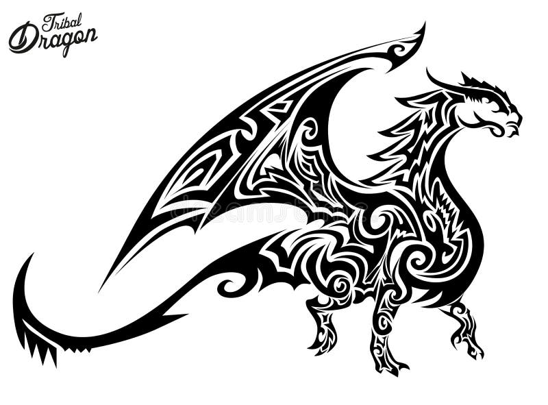 Tribal Dragon stock vector. Illustration of motif, artwork - 51064727