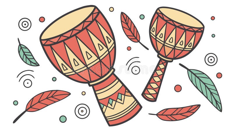 Tribal Drums Feathers, Indigenous Music Art Elements, Vector Design ...