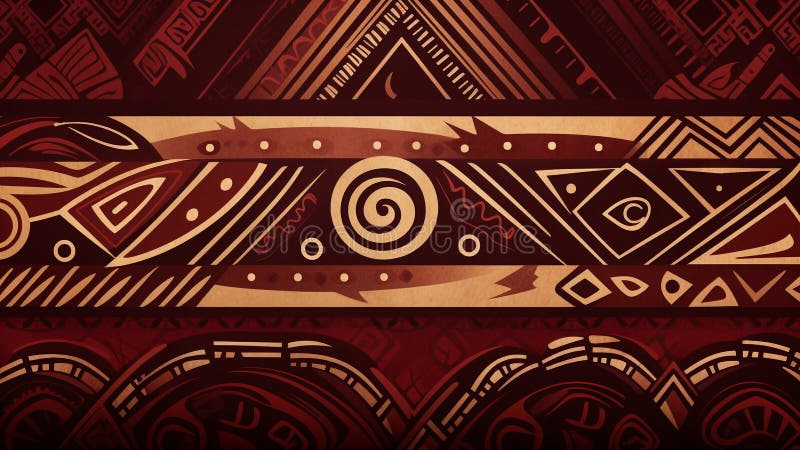 Tribal Elegance Deep Maroon and Tan Earthy Tones Pattern Stock ...