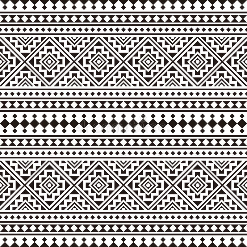 Tribal Ethnic Pattern Vector Black White Color Stock Vector ...
