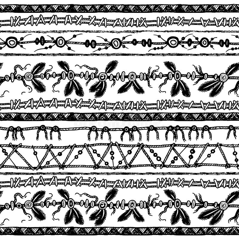 Tribal Ethnic Stripe Seamless. Black and White. Stock Vector ...