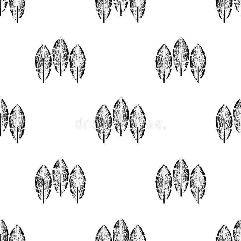 Tribal Feathers on White Background. Feathers Aztec Seamless Pattern ...