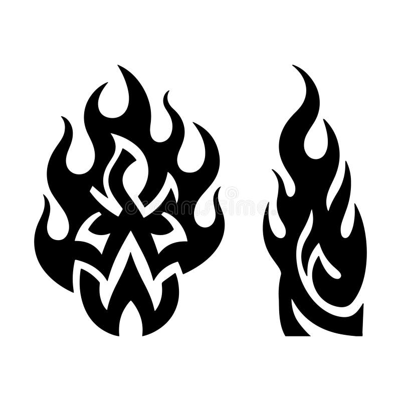 Tribal Flame Tattoo Designs Silhouette Vector Pattern Art Vector ...