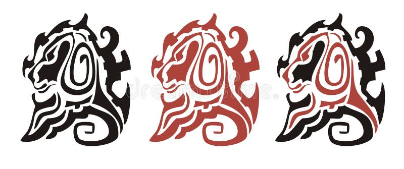 Tribal Flaming Dog Head, Options Stock Vector - Illustration of animal ...