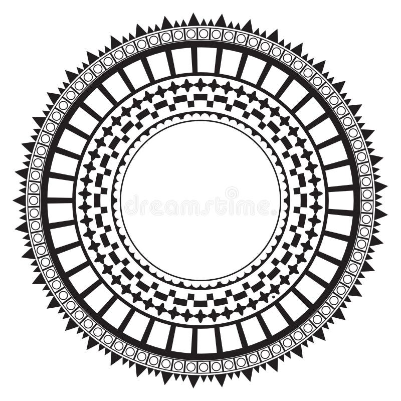 Tribal Folk Aztec Geometric Pattern in Circle - Blue, Navy and ...