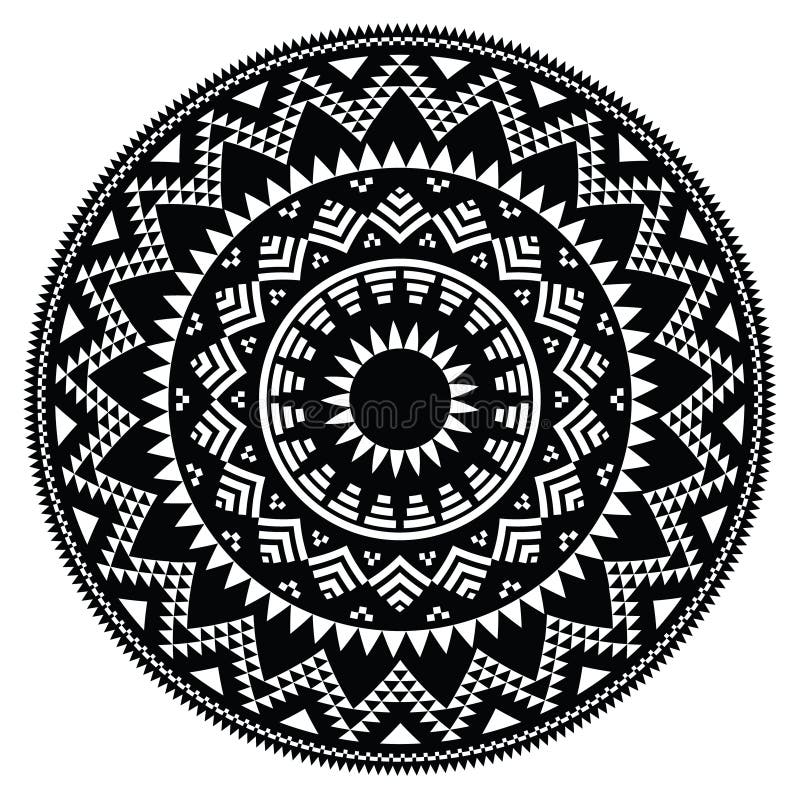 Tribal Folk Aztec Geometric Pattern in Circle Stock Illustration ...