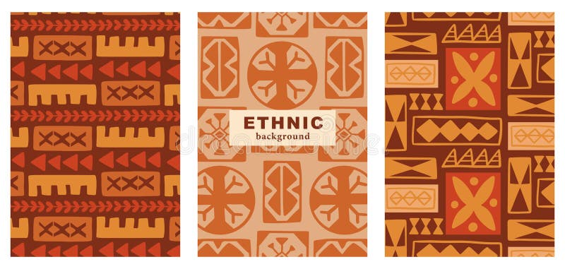 Tribal Geometric Vector Pattern Backgrounds Set Stock Vector ...