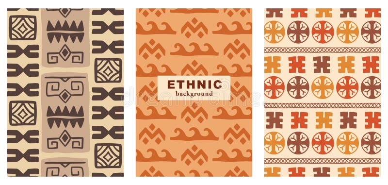 Tribal Geometric Vector Pattern Backgrounds Set Stock Illustration ...