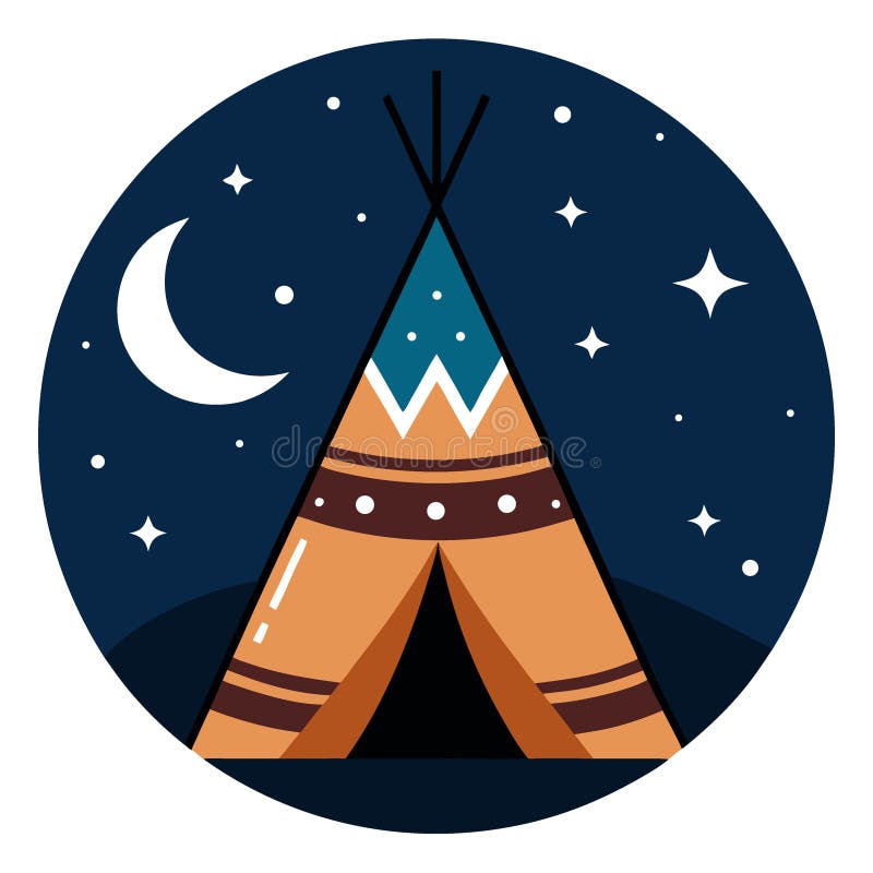 Tribal Indian Teepee at Night with Starry Sky. Native American Indian ...