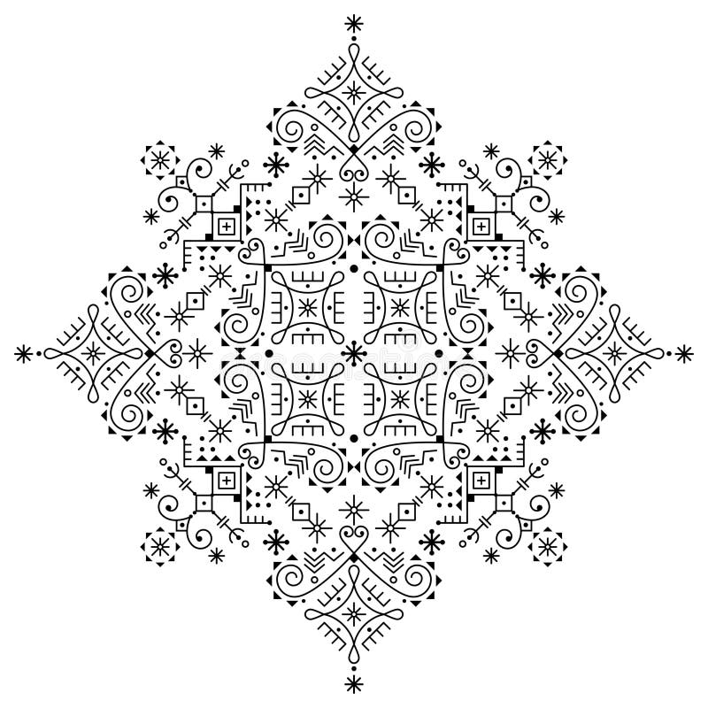 Nordic Geometric Tribal Line Art Vector Mandala Pattern, Ornamental ...