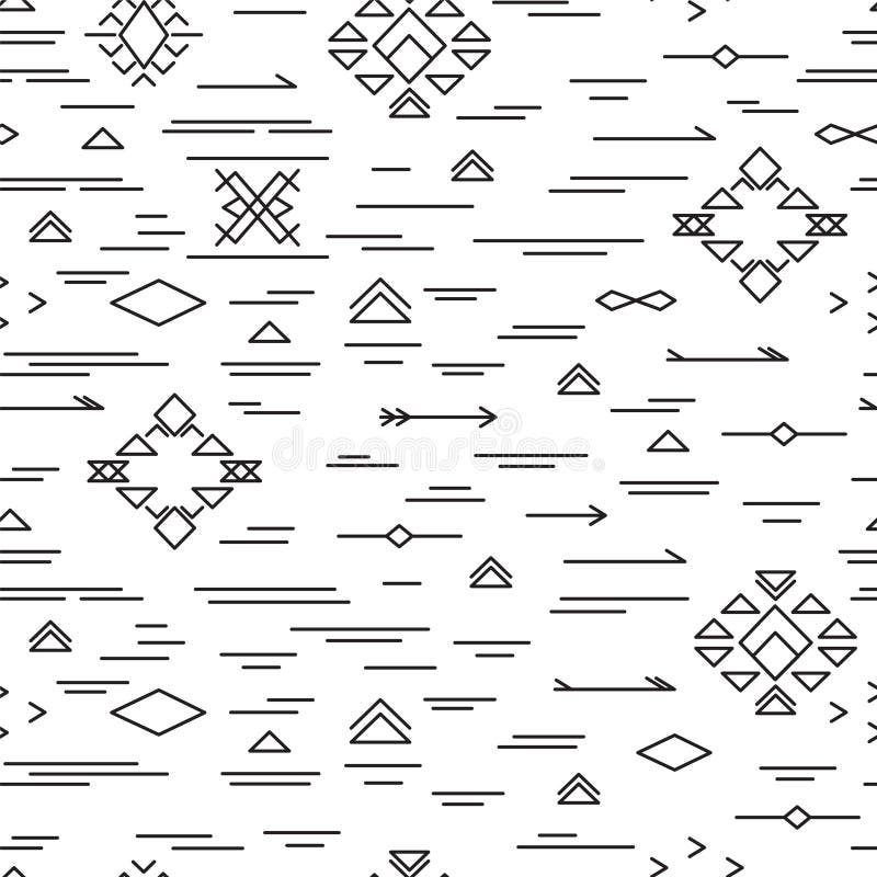 Tribal Line Art Ethnic Seamless Pattern. Stock Vector - Illustration of ...