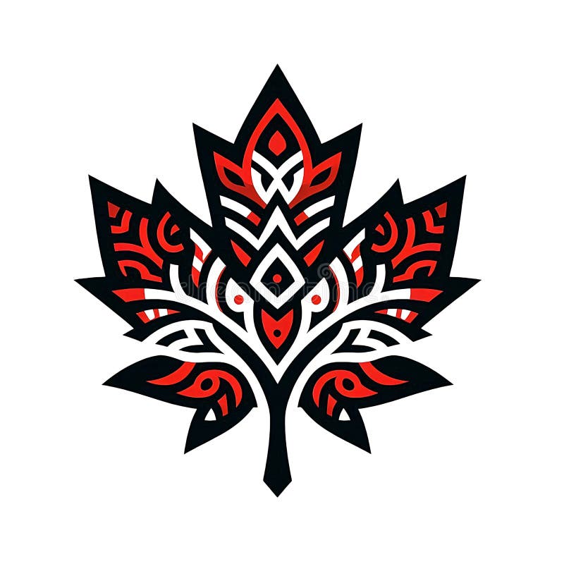 Tribal Maple Leaf Design - Modern Symbolic Illustration Stock ...