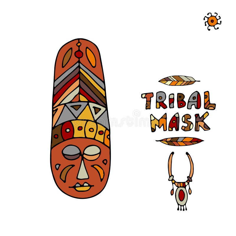 Tribal Mask Ethnic, Sketch for Your Design Stock Vector - Illustration ...