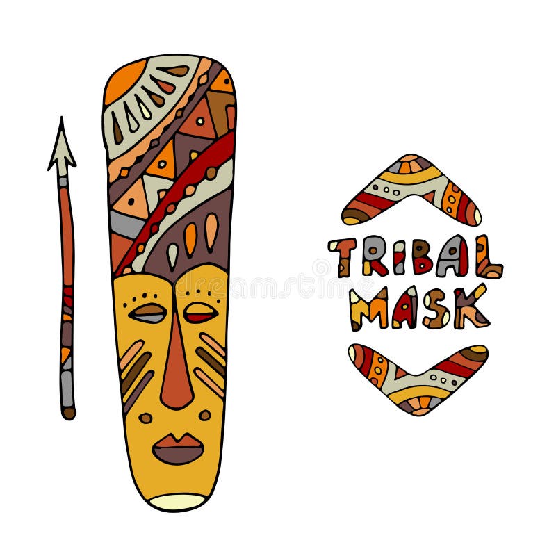 Tribal Mask Ethnic, Sketch for Your Design Stock Vector - Illustration ...