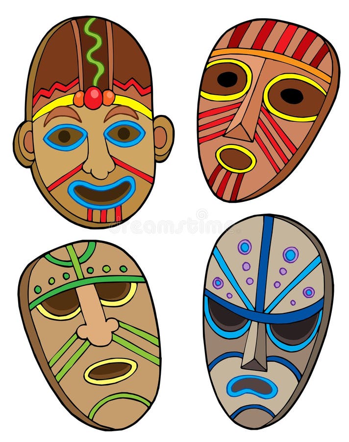 Simple Colorful African Masks