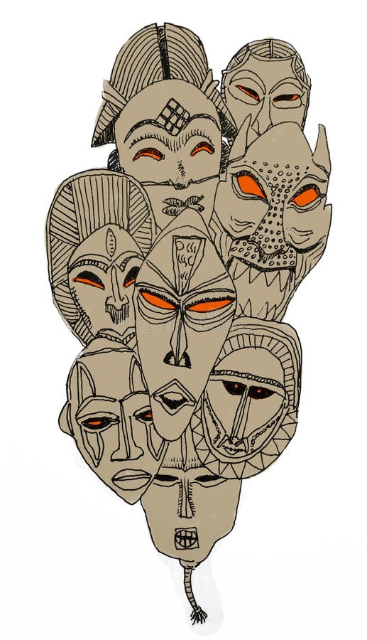 Tribal Masks of Idols and Demons Stock Vector - Illustration of ethnic ...