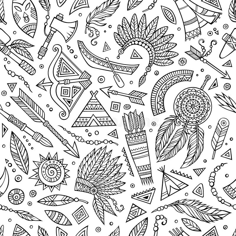 Tribal Abstract Native Chalkboard Seamless Pattern Stock Vector ...