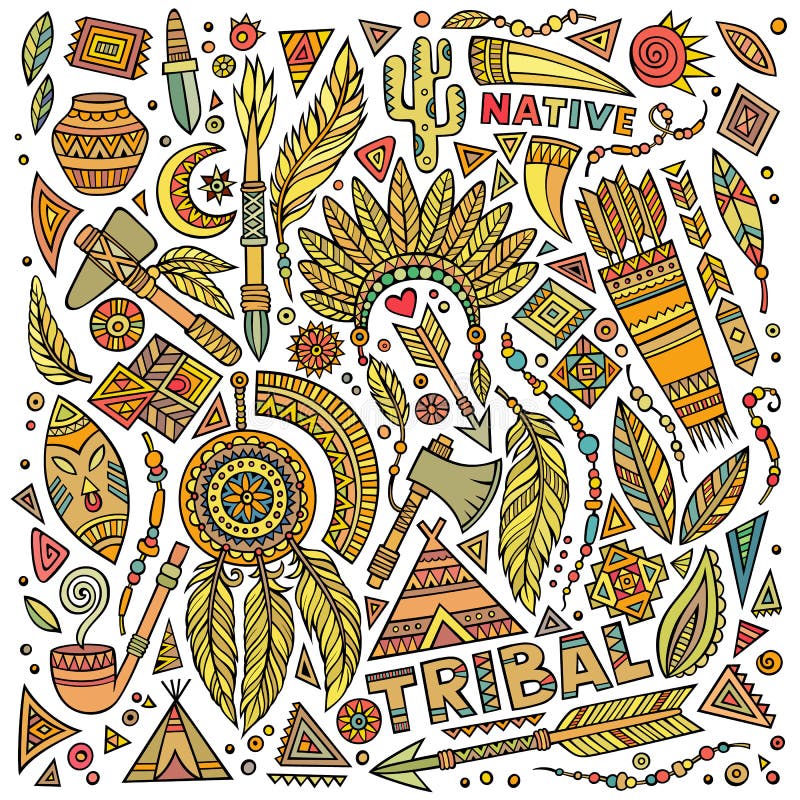 Tribal Native Set of Symbols Stock Vector - Illustration of element ...