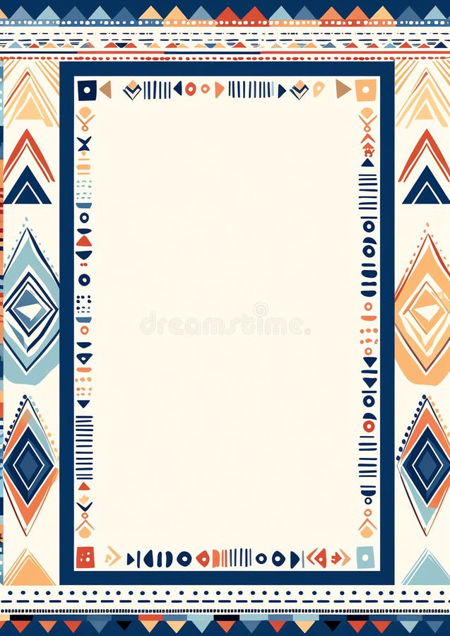 Tribal Pattern Frame Border on White Background Stock Illustration ...
