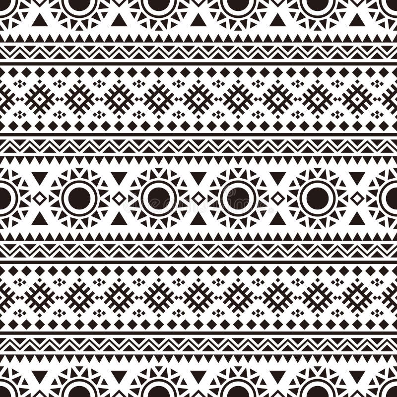 Tribal Pattern Vector Black White Color Stock Vector - Illustration of ...