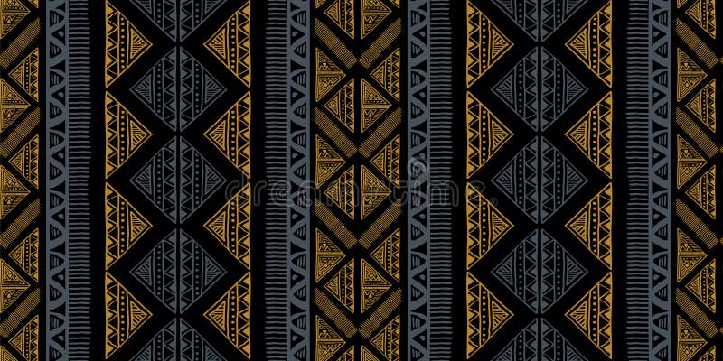 Tribal Pattern Vector. Seamless Ethnic Handmade with Stripes Vector ...