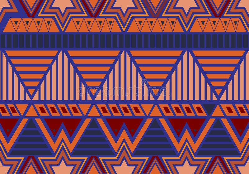 Tribal Pattern Vector. Seamless Ethnic Handmade with Stripes Vector ...