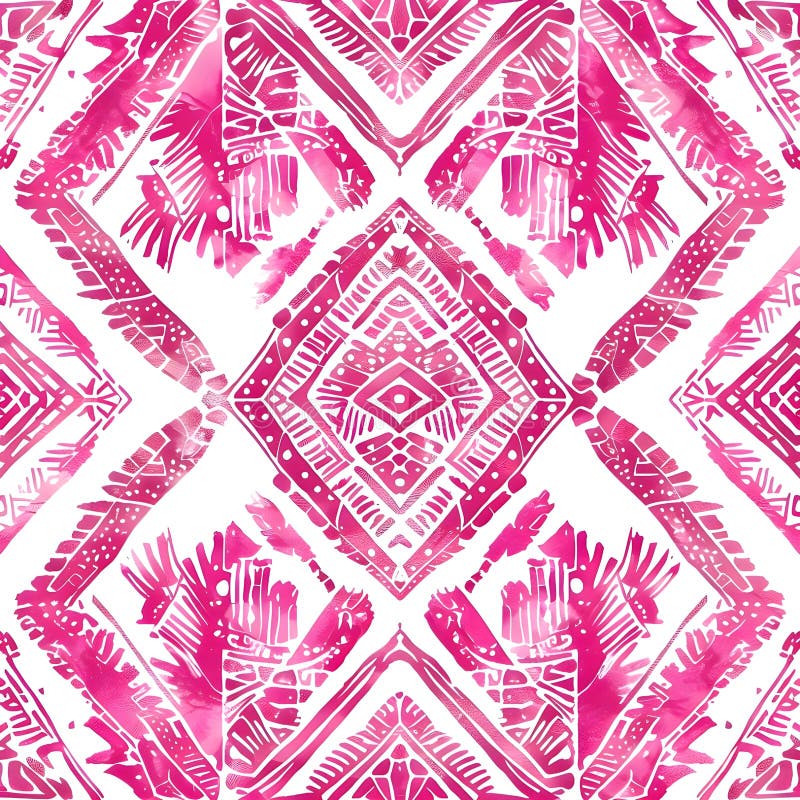 Tribal Patterns Fuchsia Pink - Ai Generated Stock Illustration ...