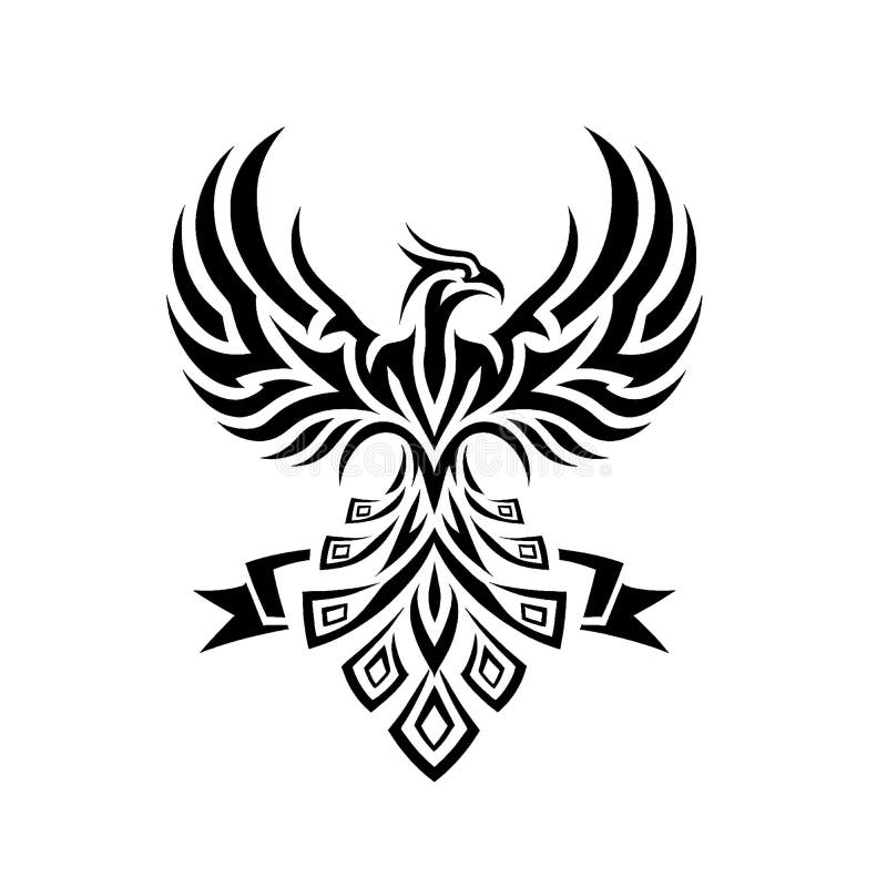 Tribal Phoenix Design Symbolizing Rebirth and Strength Stock ...