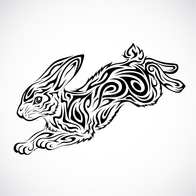 Tribal Rabbit Tattoo stock vector. Illustration of pattern - 17425539
