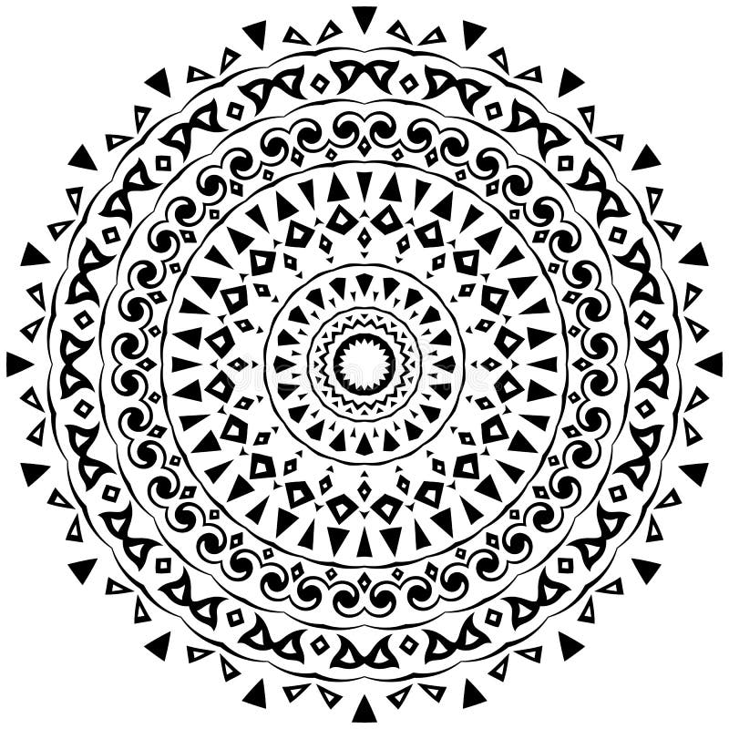 Tribal Round Ornament with Decorative Elements Stock Vector ...