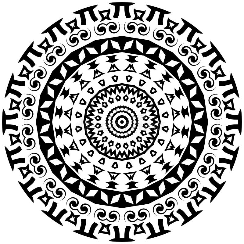 Tribal Round Ornament with Decorative Elements Stock Vector ...